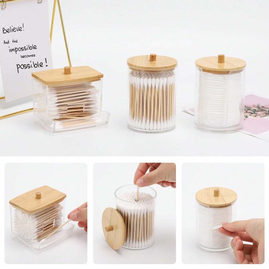 4 Packs Swab Holder Dispenser, Apothecary Jars Restroom Bathroom ...