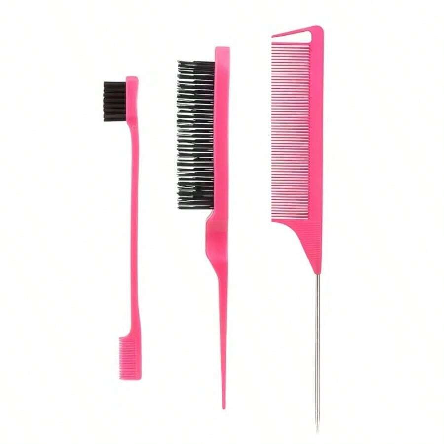3 Pcs Slick Back Hair Brush Set Edge Control Brush Teasing Comb For ...