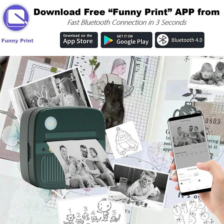 Thermal Sticker Printer, Mini Printer Sticker Maker Machine, Inkless ...