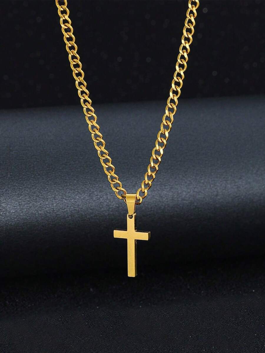 1pc Simple Trendy Cross Pendant Necklace For Kids Fashion Street ...