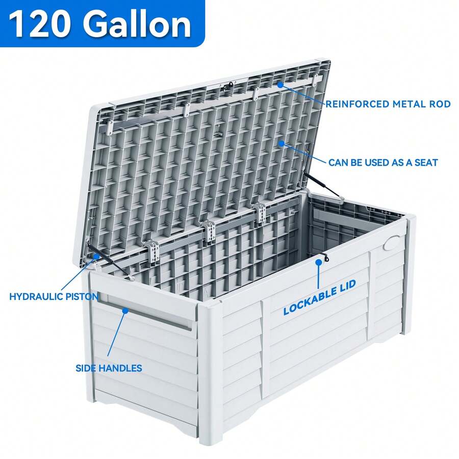 YITAHOME Spacious Outdoor Large Deck Box 120 Gallon, Oversized ...