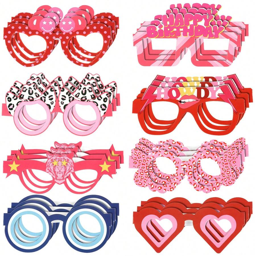 24pcs Pre-College Y2k Style Paper Glasses In Hot Pink, Party Prop, Fun ...