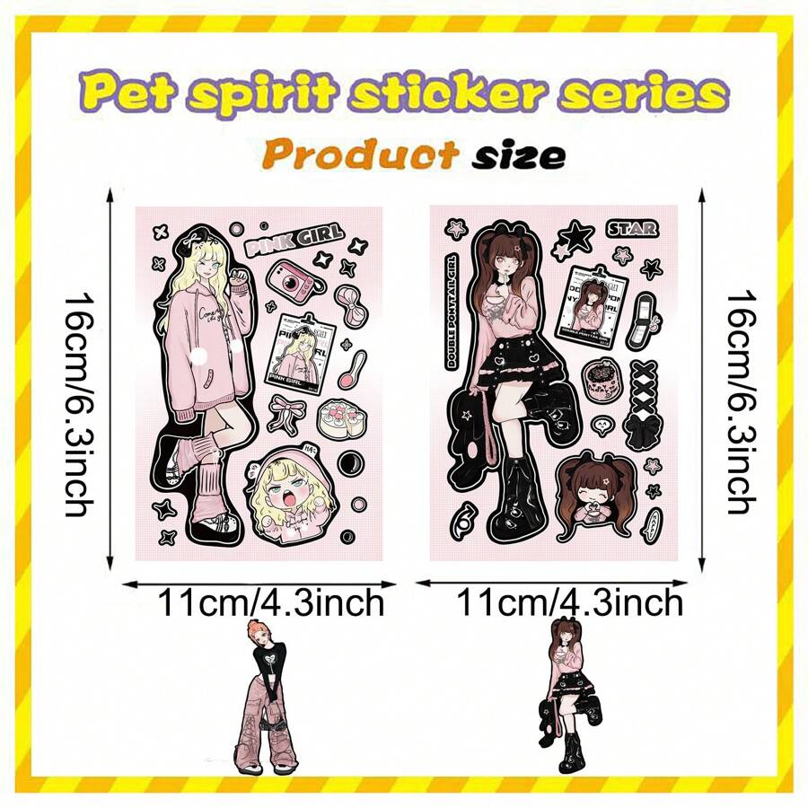 8Sheets/Pack Cartoon Girlish Face Swap Graffiti Stickers, Cartoon ...