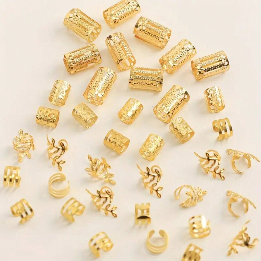 40 Pieces Golden Wavy Hair Tie Hollow Alloy Braid Punk Hair Tie Braid ...