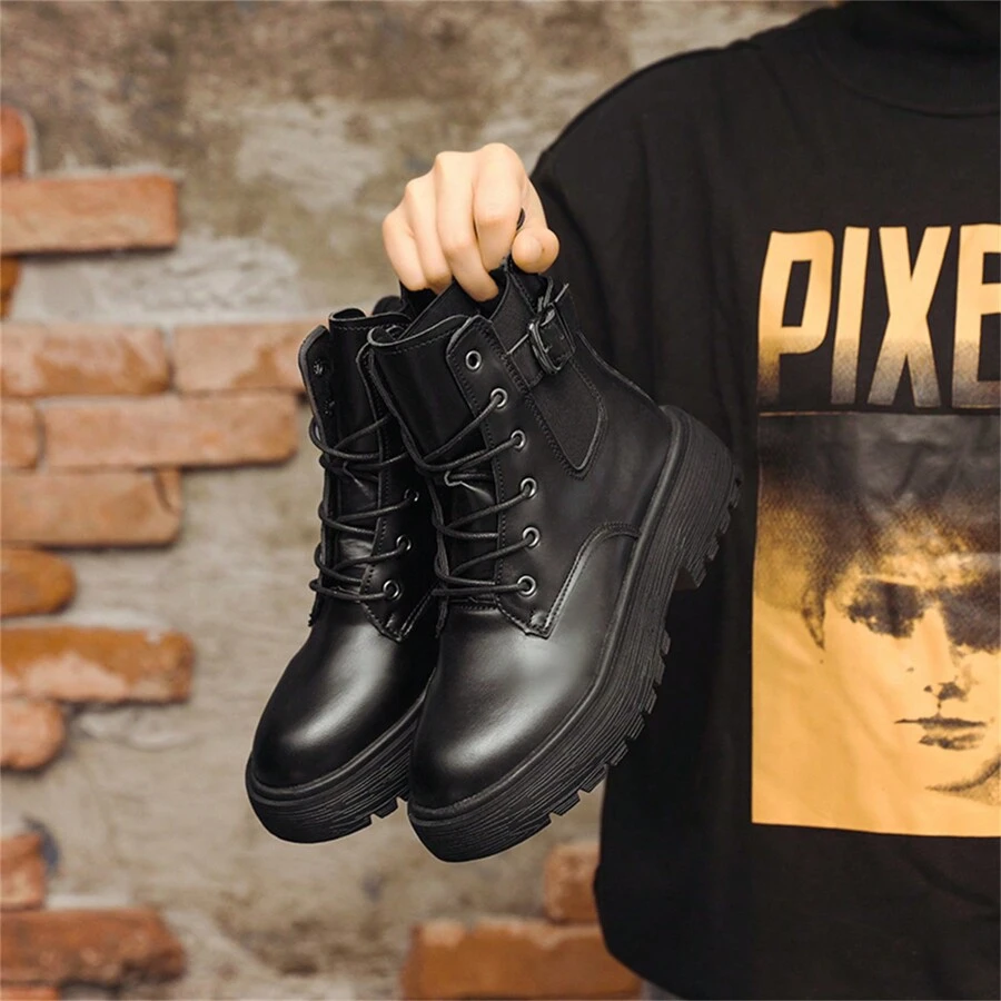 Botas Mate De Estilo Chelsea Con Suela Gruesa De Estilo Motero Para ...