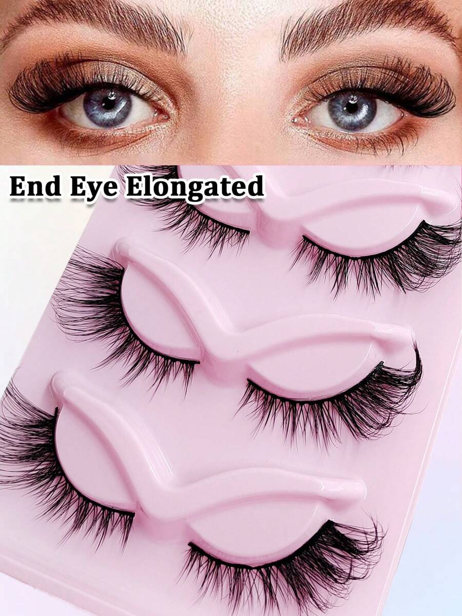 5 Pairs Cat Eye Lashes Winged End Eye Elongated Eyelashes Soft And ...
