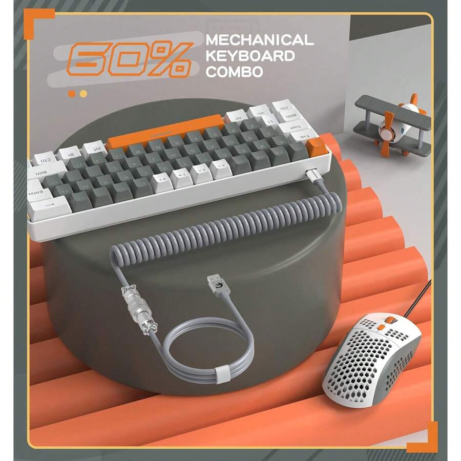 ATTACK SHARK Combo de teclado mecánico y mouse ATTACK SHARK * ZIYOULANG T60 PRO 60% + cable USB ...