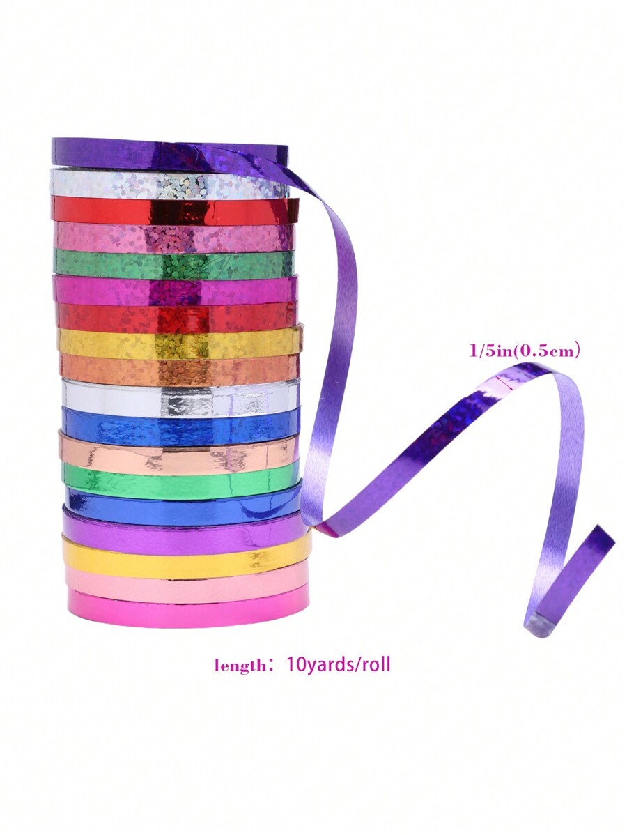 18 Rolls Curly Ribbon With Shiny Metallic Balloon String For Gift ...