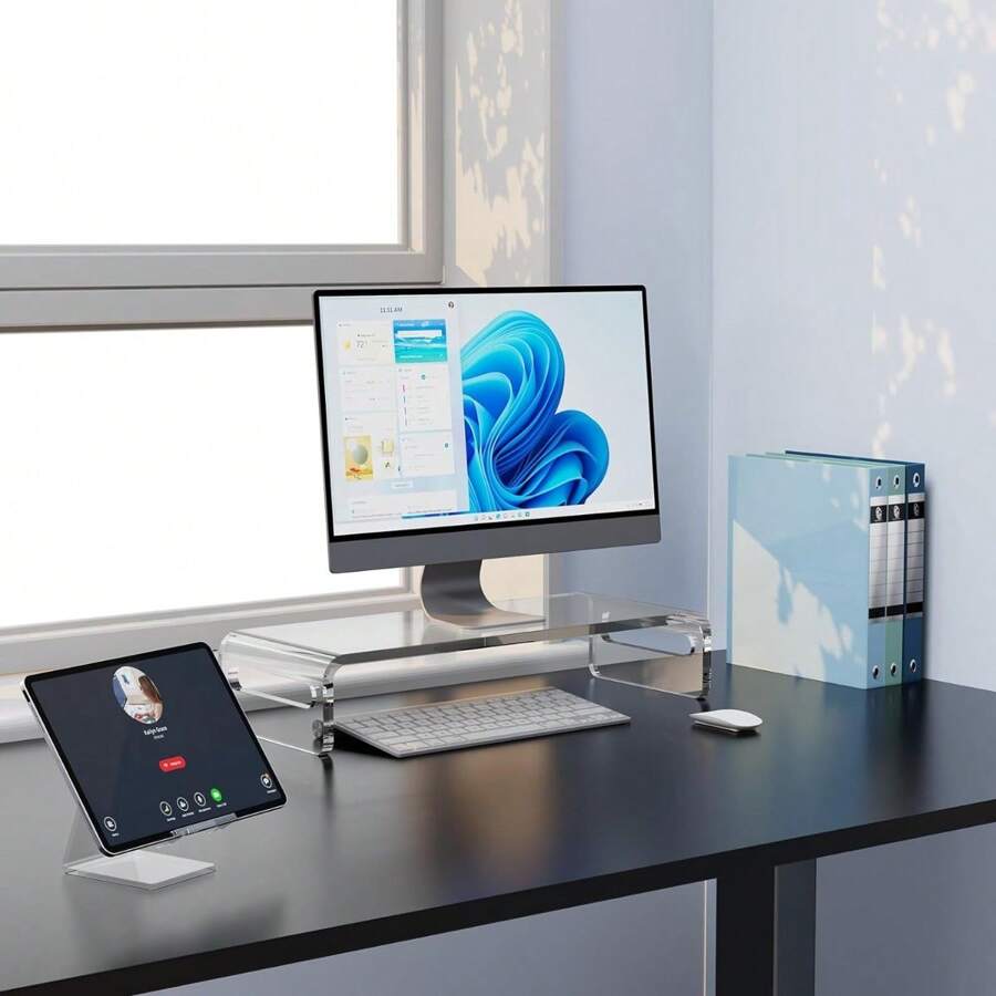 20 Inch Crystal Clear Acrylic Monitor Riser,Large Monitor Stand Riser ...