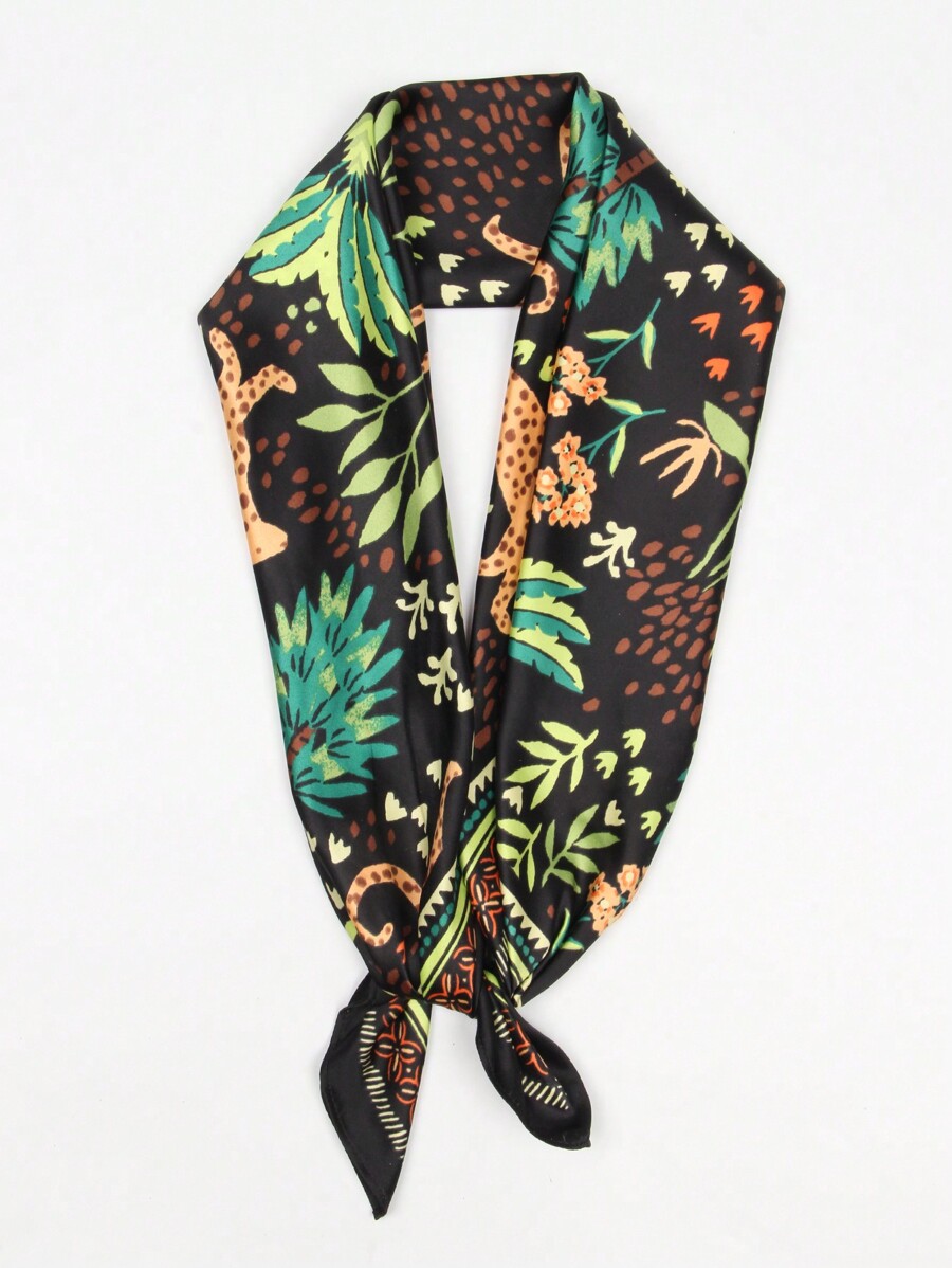 Fashion Kerchief Silk Satin Neck Scarf For Women Print Hijab Scarfs ...