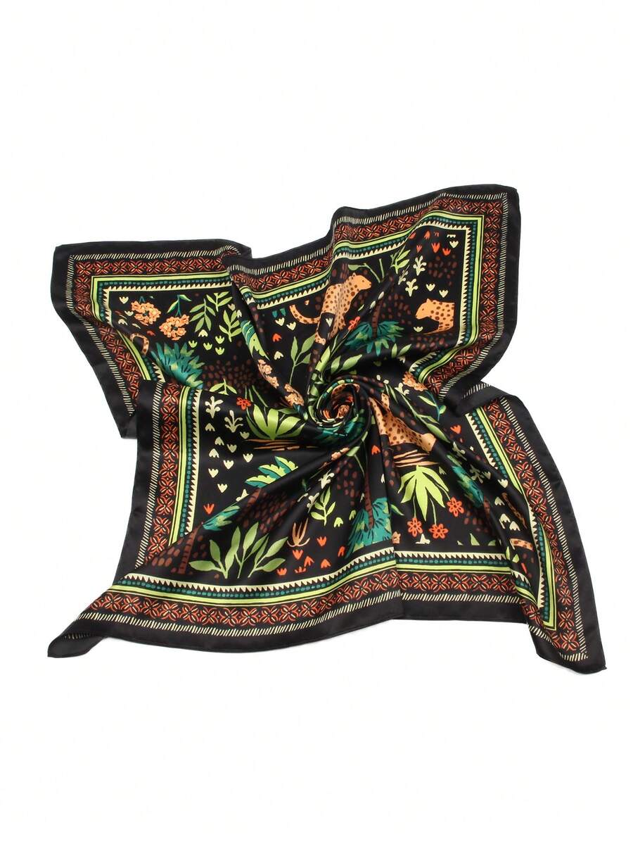 Fashion Kerchief Silk Satin Neck Scarf For Women Print Hijab Scarfs ...