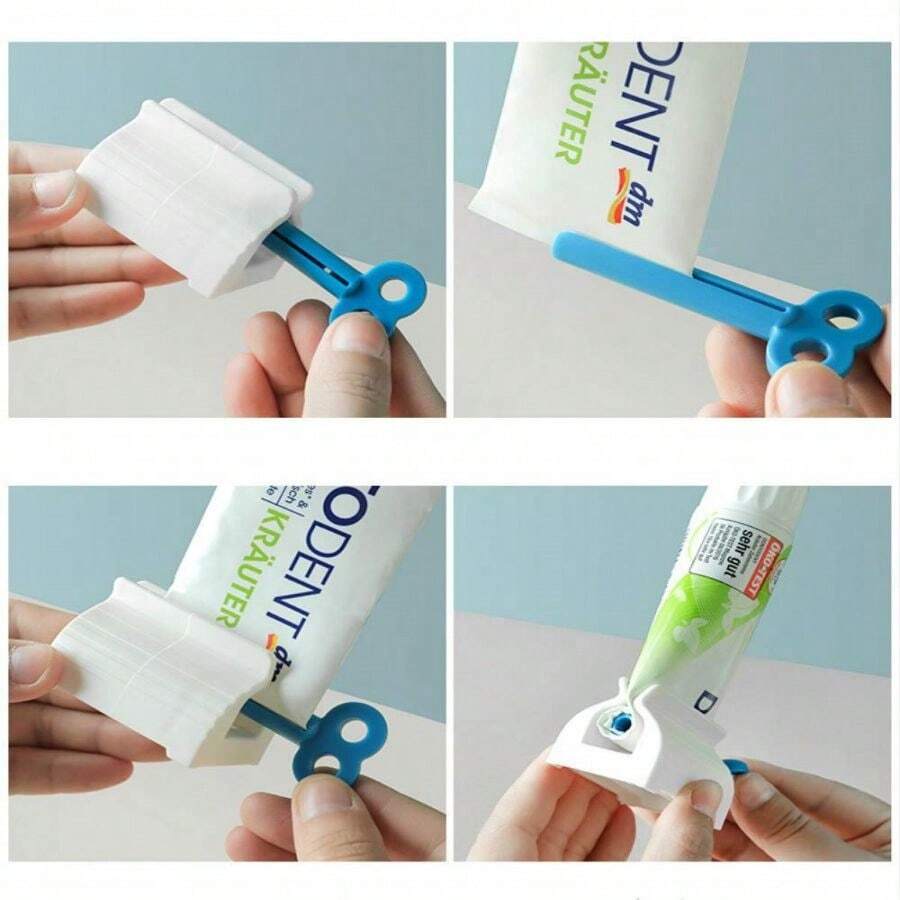Blue Toothpaste Squeezer Rolling Tube Toothpaste Dispenser Plastic ...