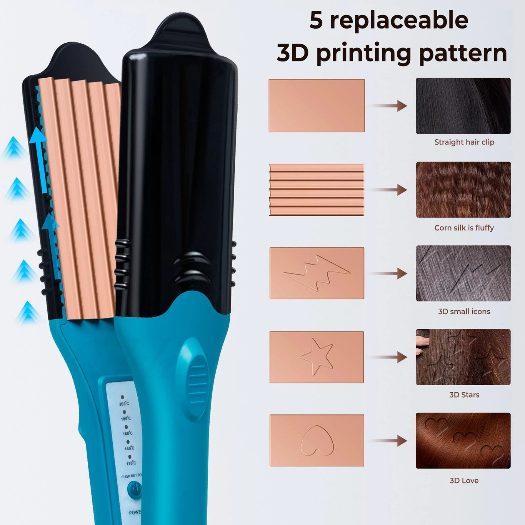 Hair Straightener Iron Adjustable Heat Straightener, Ceramic Flat Iron ...