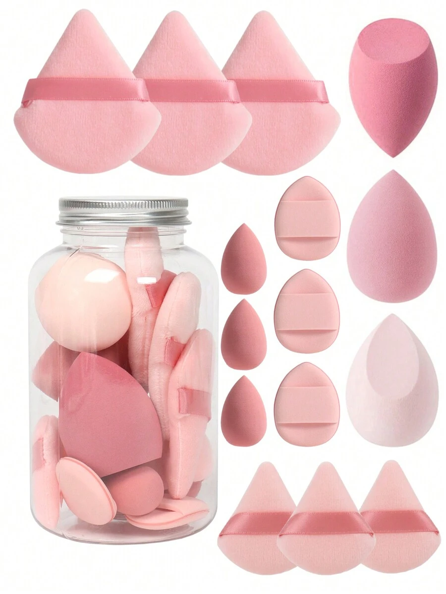 15pcs Makeup Sponge Set With Storage Jar, Including 3pcs Beauty Blender ...