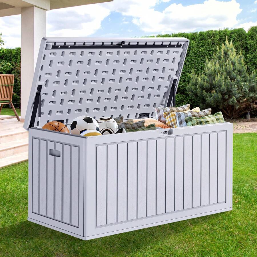 Homnibu 90 Gallon Large Deck Box, Outdoor Storage Boxes For Patio ...
