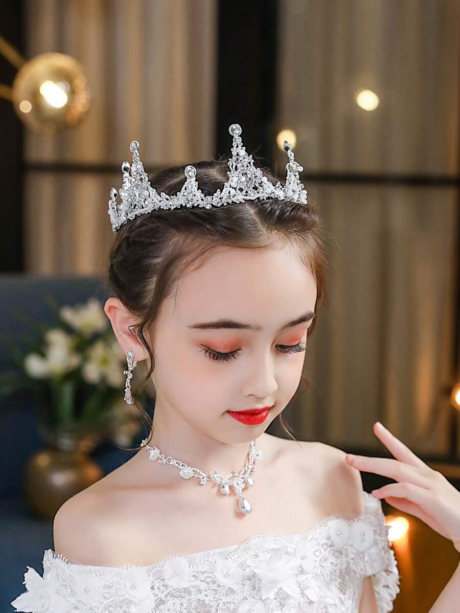 1pc Crown Headband Crystal Round Princess Tiara For Girls' Birthday ...