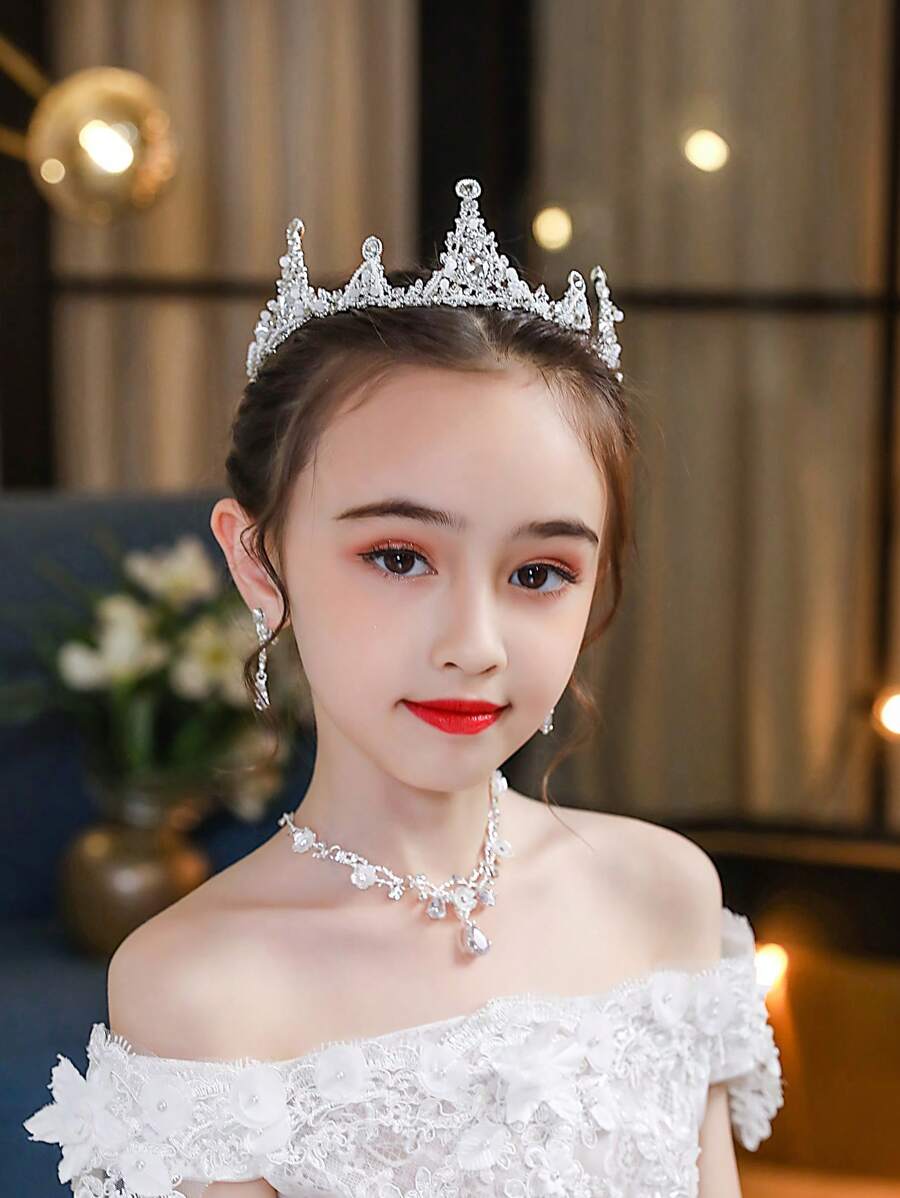 1pc Crown Headband Crystal Round Princess Tiara For Girls' Birthday ...