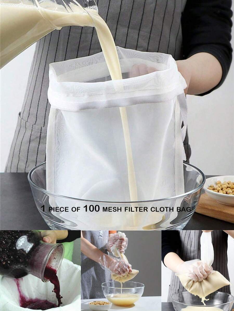 One 100 Mesh Filter Cloth Bag, White Filter Cloth Bag, Super Fine Wine ...