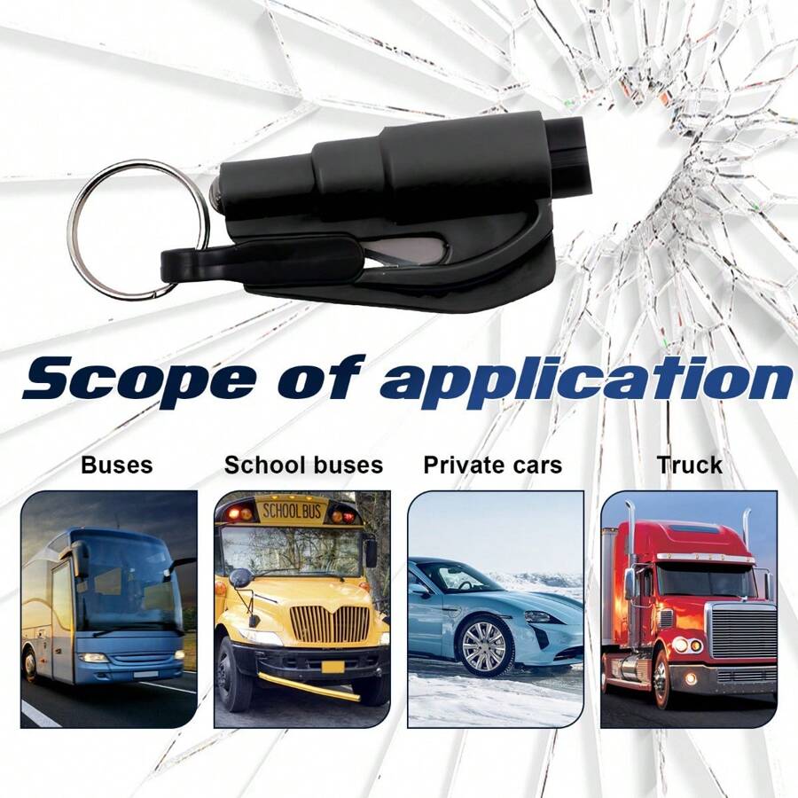 1pc 2-In-1 Car Emergency Safety Hammer Tool, Window Breaker & Seatbelt ...