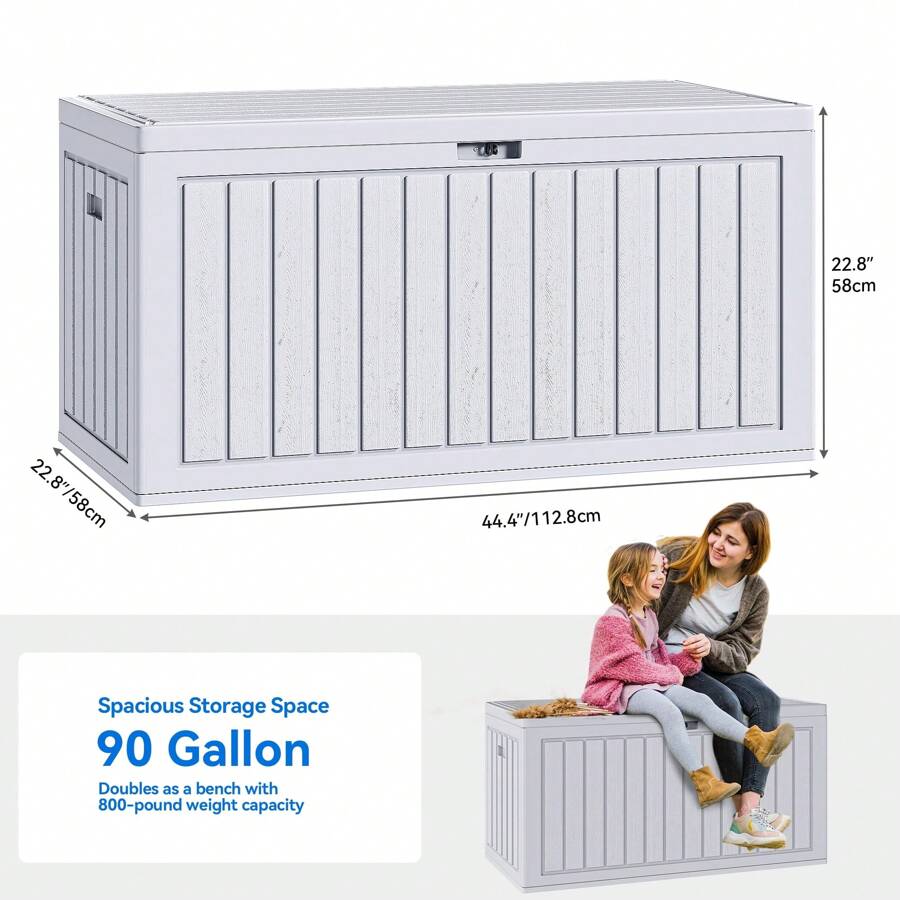Homnibu 90 Gallon Large Deck Box, Outdoor Storage Boxes For Patio ...
