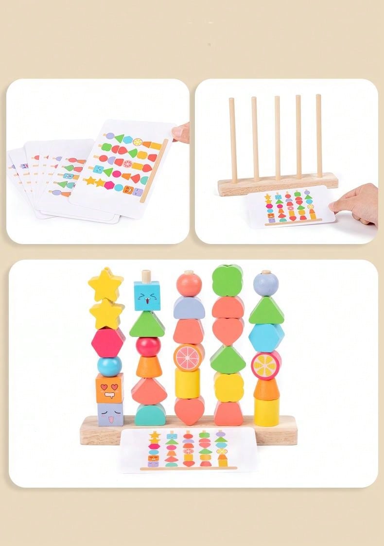 Wooden Shape Sorting Beads, Exercise Baby's Fine Motor Skills, Develop ...