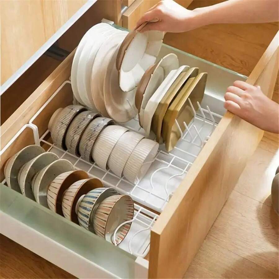 Single-Layer Bowl Rack Dish Rack With Chopstick Box, Knife & Fork Box ...