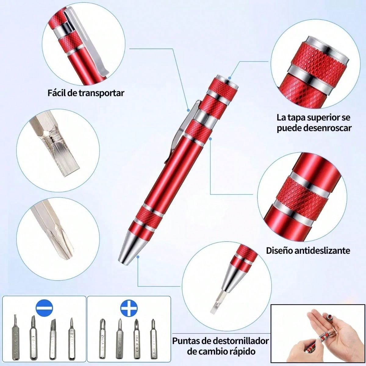 1pc Multifunctional Red Screwdriver Set With Phillips & Flat Head ...