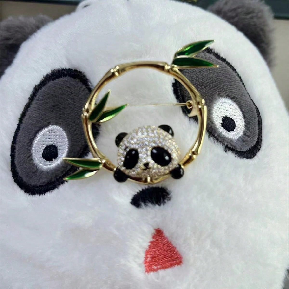 New Chinese Style Cute Panda Brooch With High Rise Bamboo Panda Breast ...