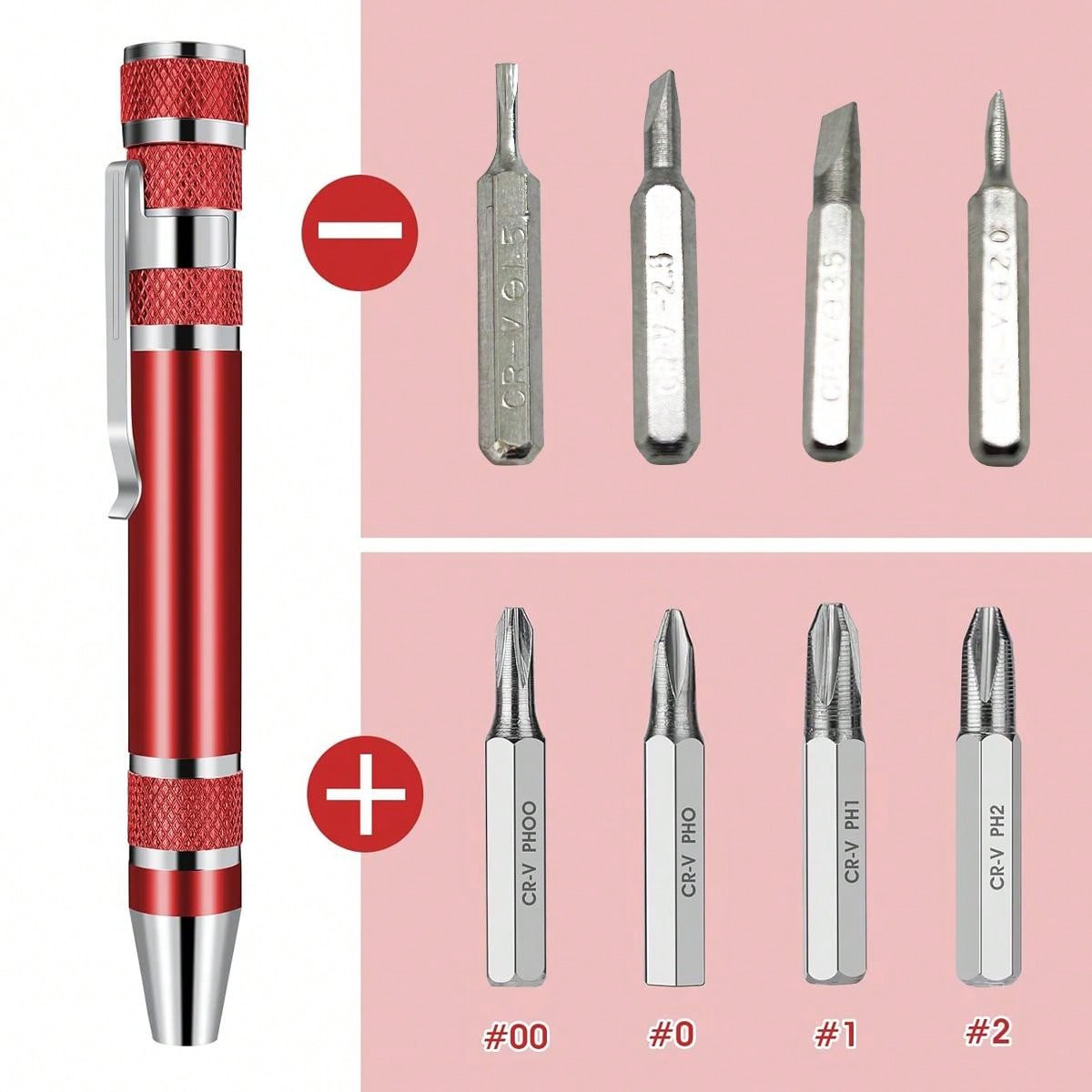 1pc Multifunctional Red Screwdriver Set With Phillips & Flat Head ...