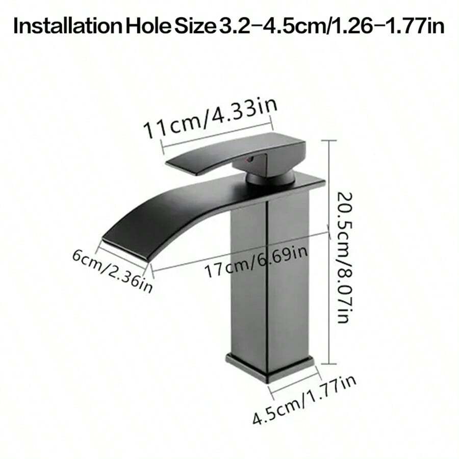 Bathroom Sink Faucet Basin Mixer Tap With Waterfall Spout And Single ...