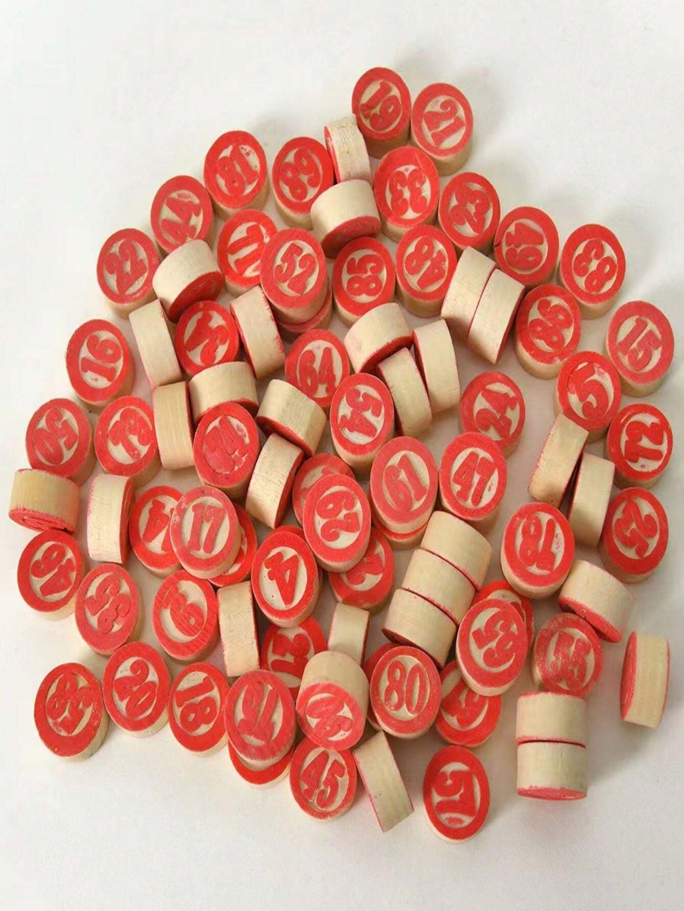 Bingo Loteria Numbers Wooden Chess Round Double-Sided Checker Game ...