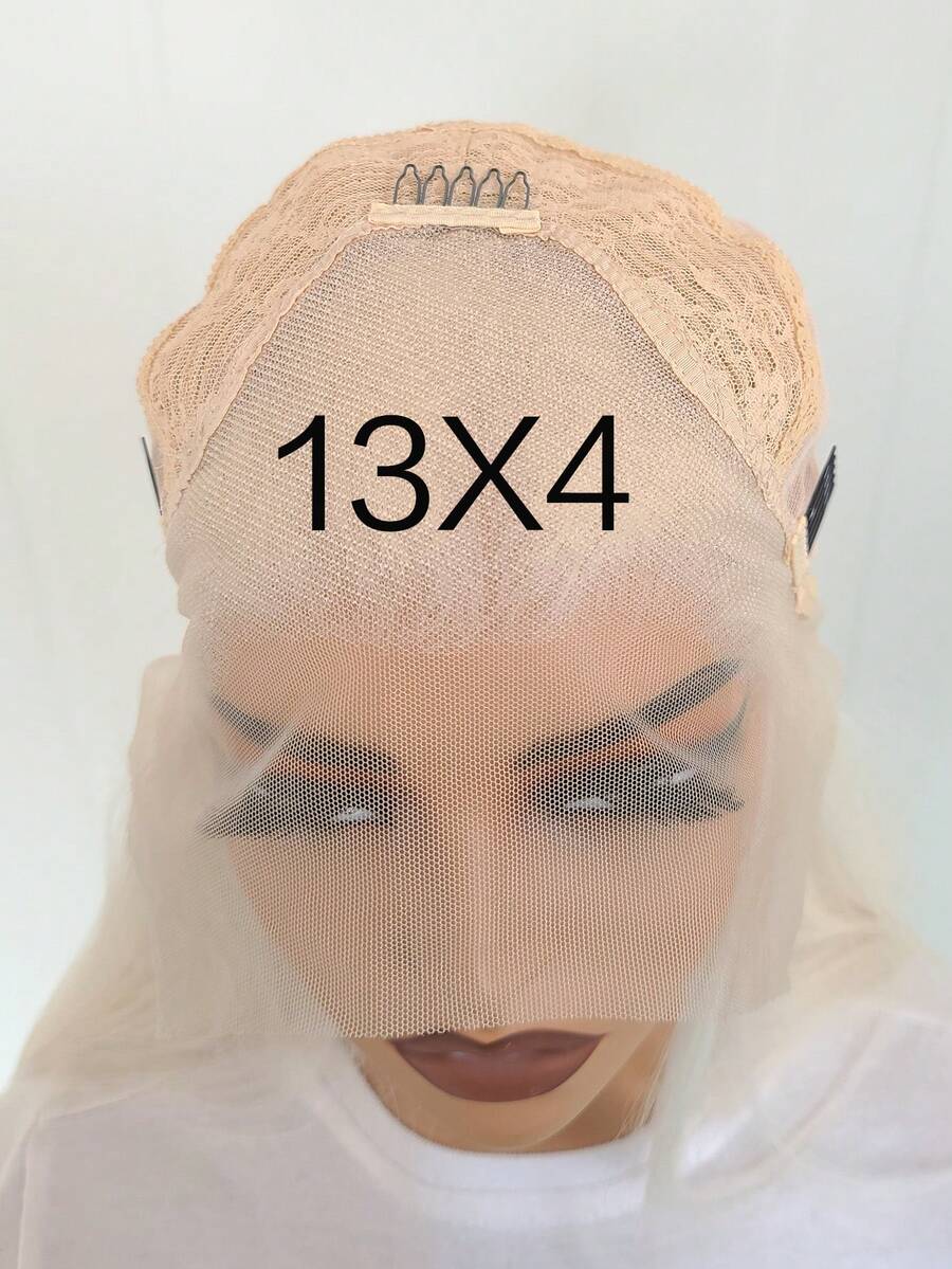 13x4 Natural Straight Synthetic Hair Lace Front Wig, Glueless Full Cap ...