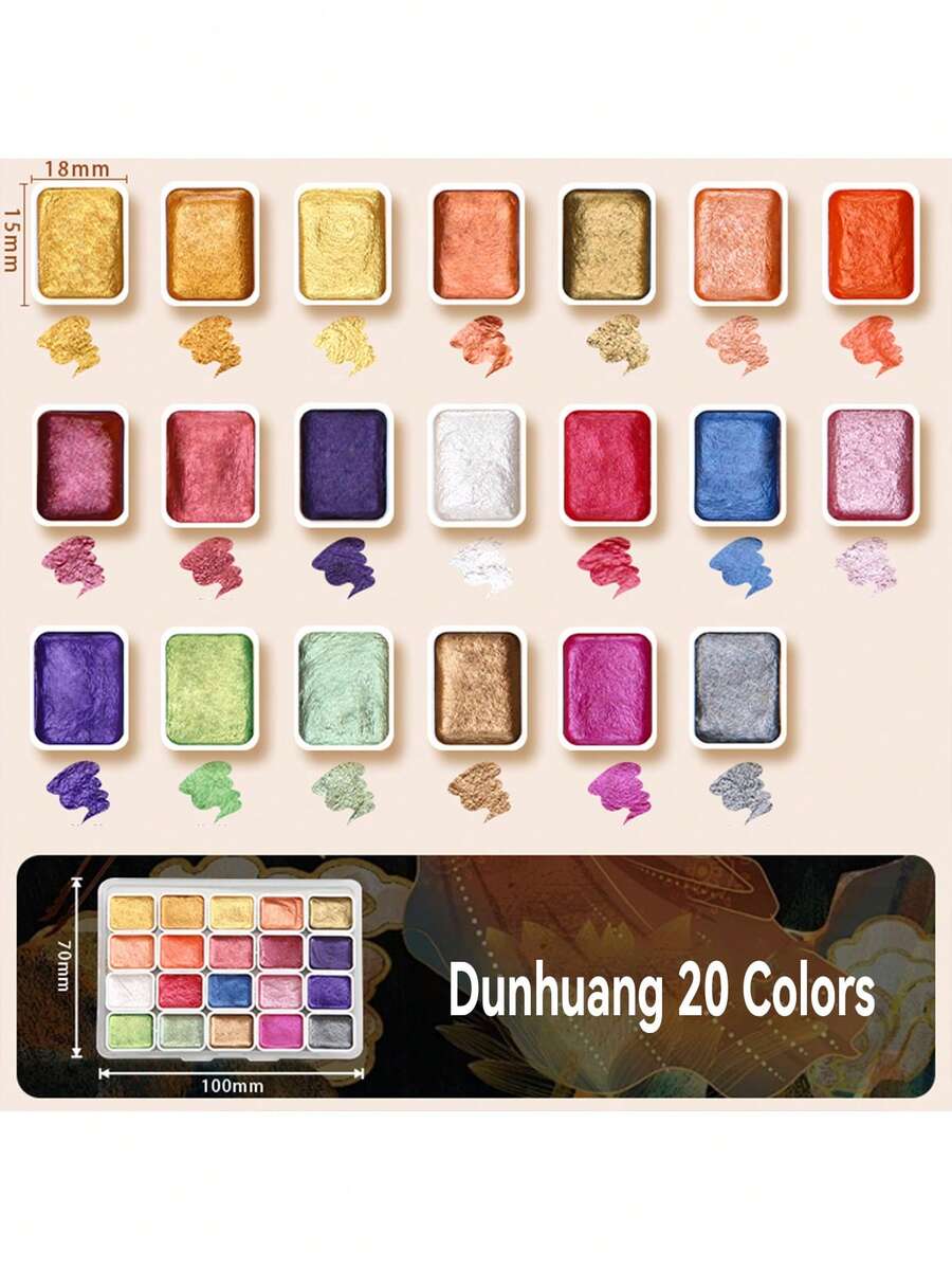 20 Colors Pearl Lustre Painting Watercolor Sumi-E Mineral Pigment For ...