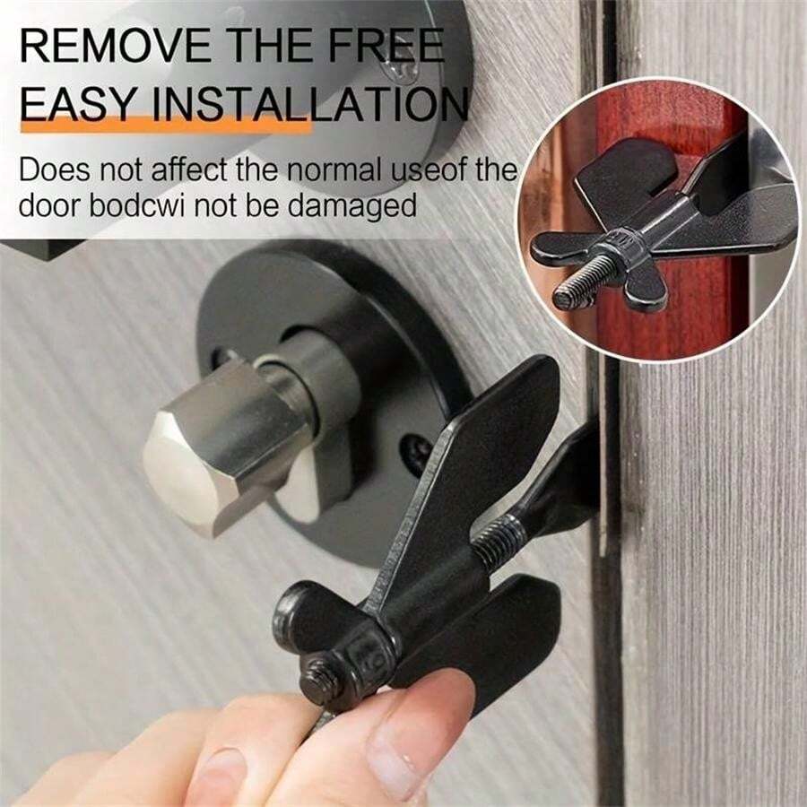 1pc 80mm X 52mm X 9mm Black Cast Iron Portable Hotel Door Lock Live ...