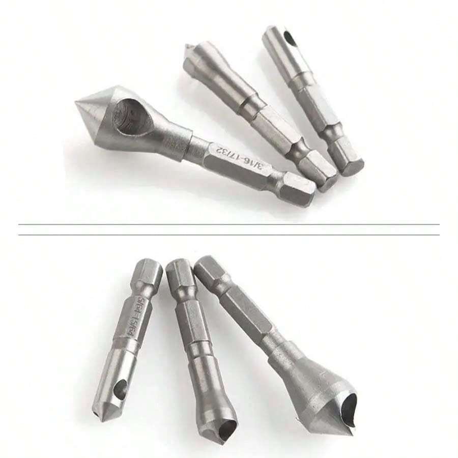3pcs Steel Countersink Deburring Drill Taper Hole Cutter Steel Aluminum ...