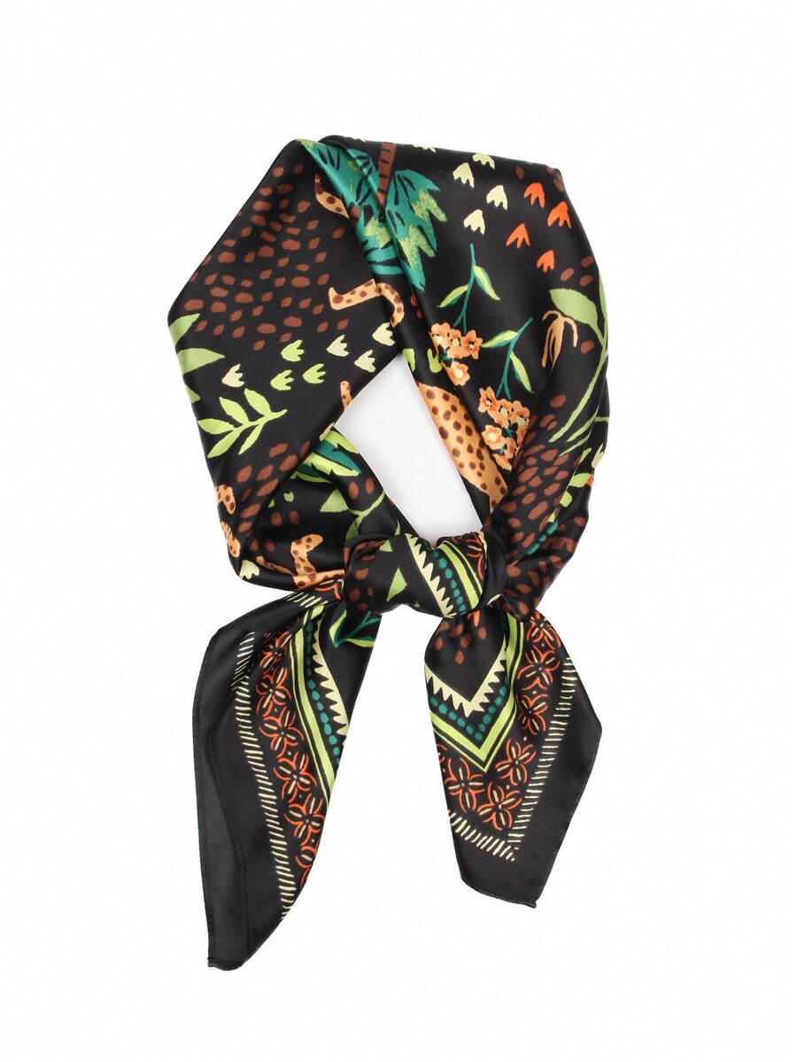 Fashion Kerchief Silk Satin Neck Scarf For Women Print Hijab Scarfs ...