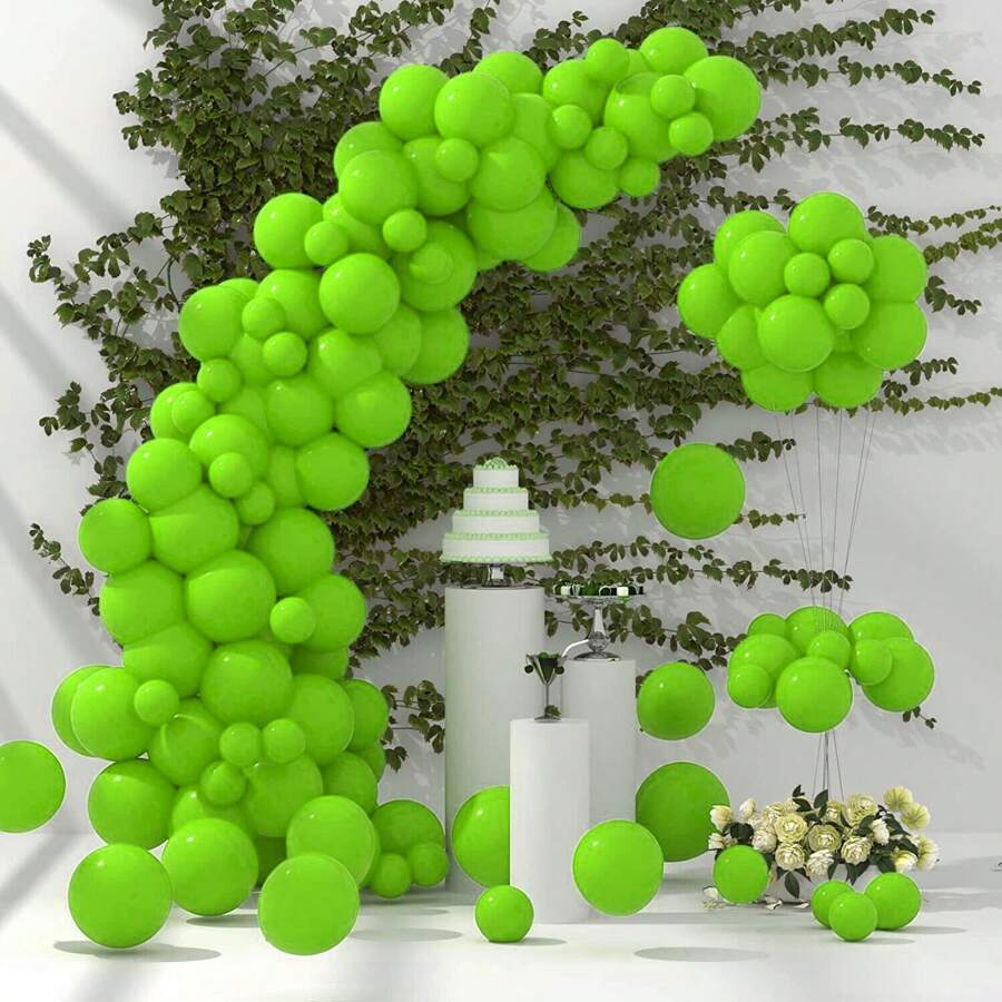 100pcs Lime Green Latex Balloons, Matte Fruit Green Party Balloons For ...