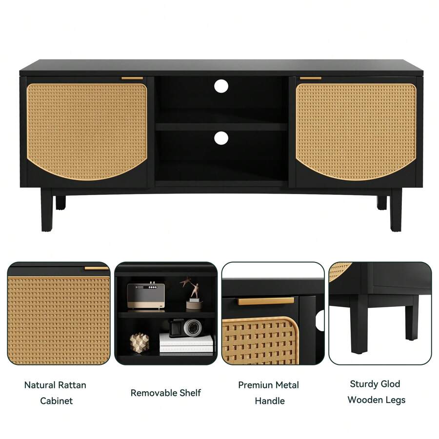 HLR-TV Stand For 65 Inch TV, Mid Century Modern Teal TV Stand With ...