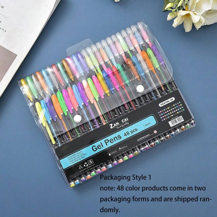 Glittery Colorful Neutral Pens With Star-Shaped Glowing Cap For Note ...
