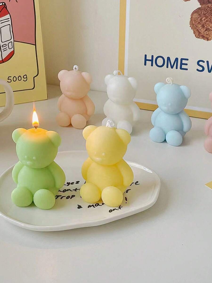 1pc Bear Shape Aromatherapy Candle Diy Craft With Slight Color ...