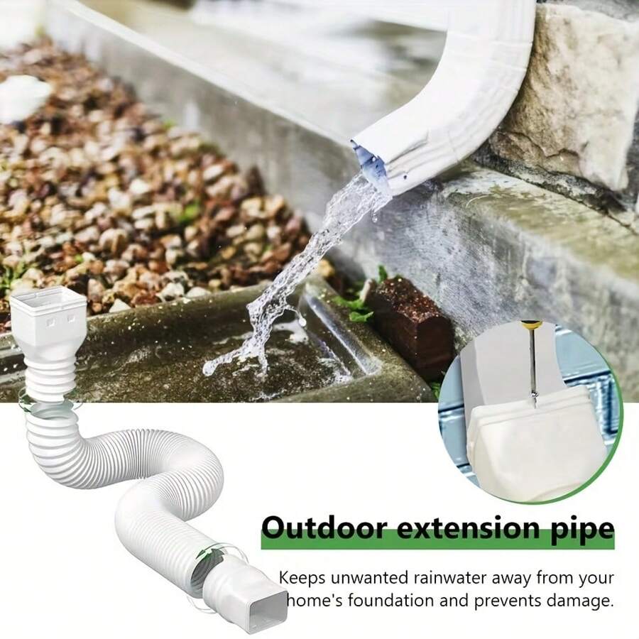 1pc White Drainpipe Extender, Adjustable Rain Gutter Downspout ...