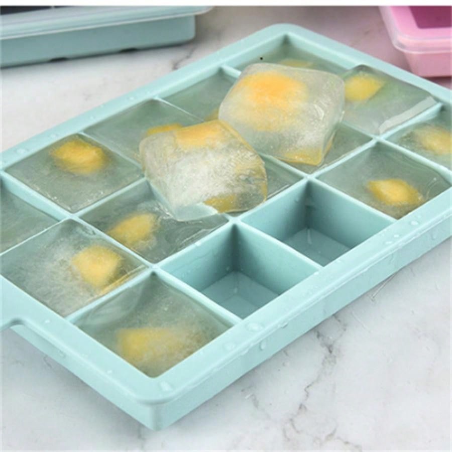 24-Grid Silicone Ice Cube Tray With Lid, Diy Silicone Ice Cube Mold ...