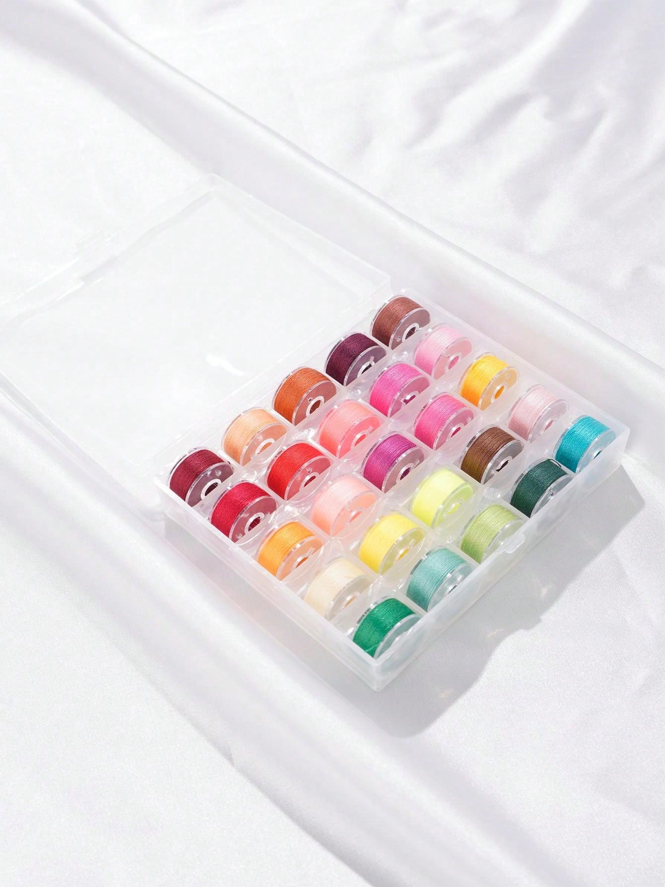 25 Colors Prewound Thread Bobbins With Bobbins Box For Brother Sewing ...