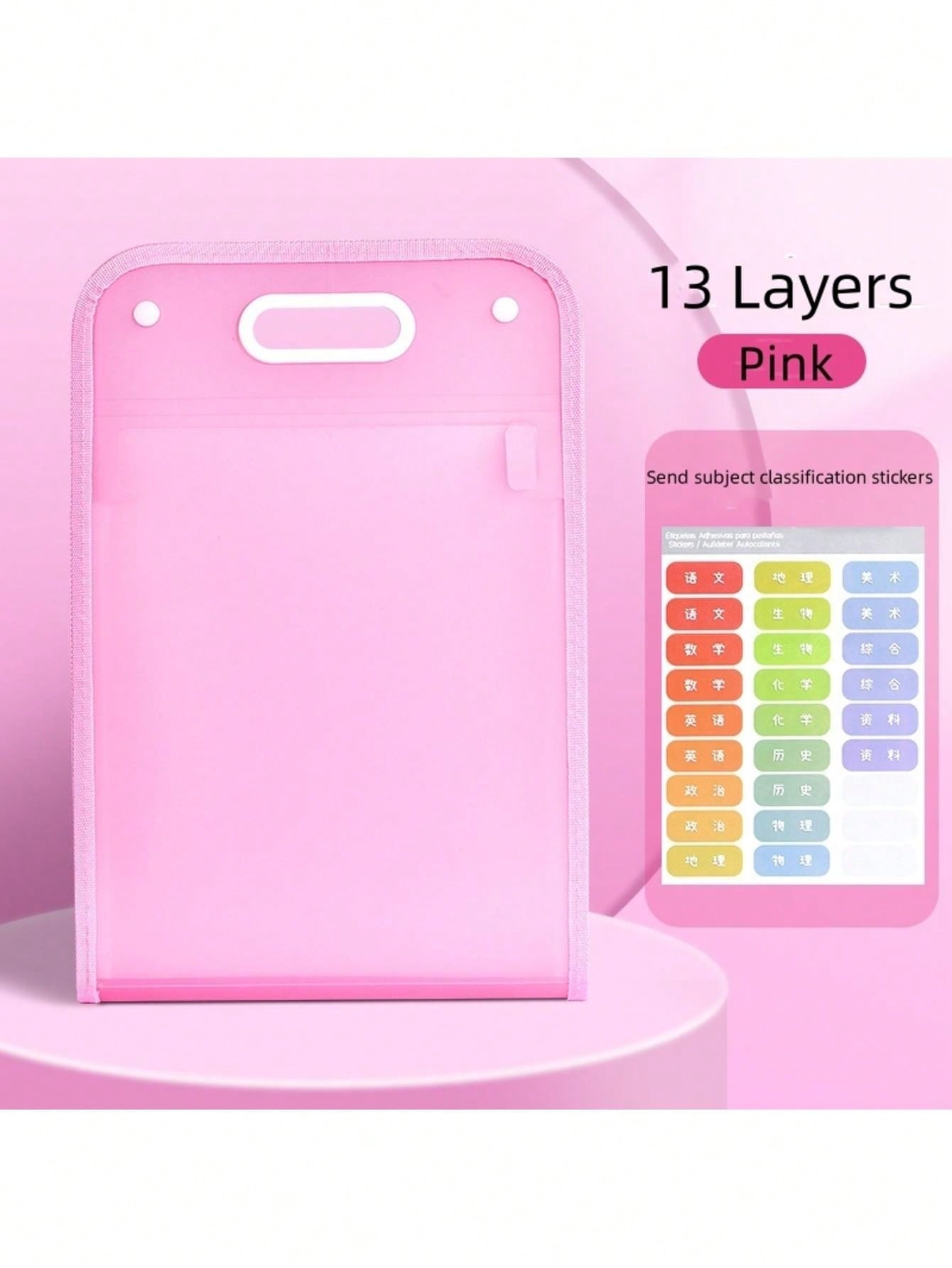 Pink Test Paper Storage Bag Handheld File Folder With Multiple Layers ...