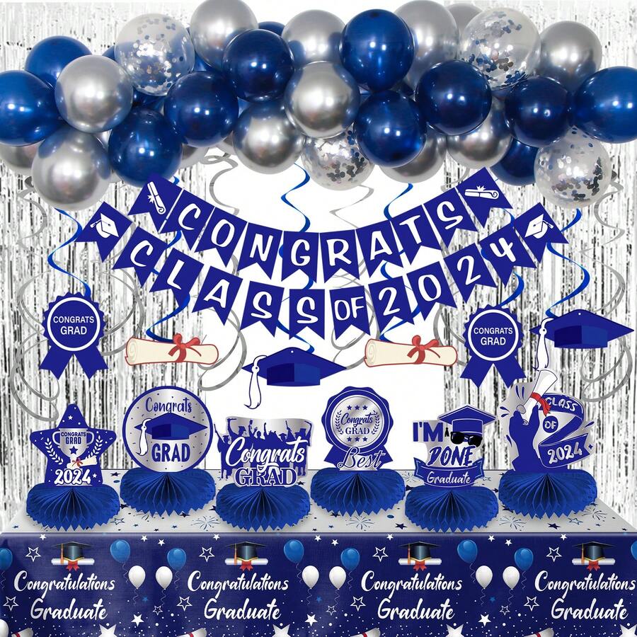Graduation Decorations Class Of 2024 Graduation Party Decorations Blue ...