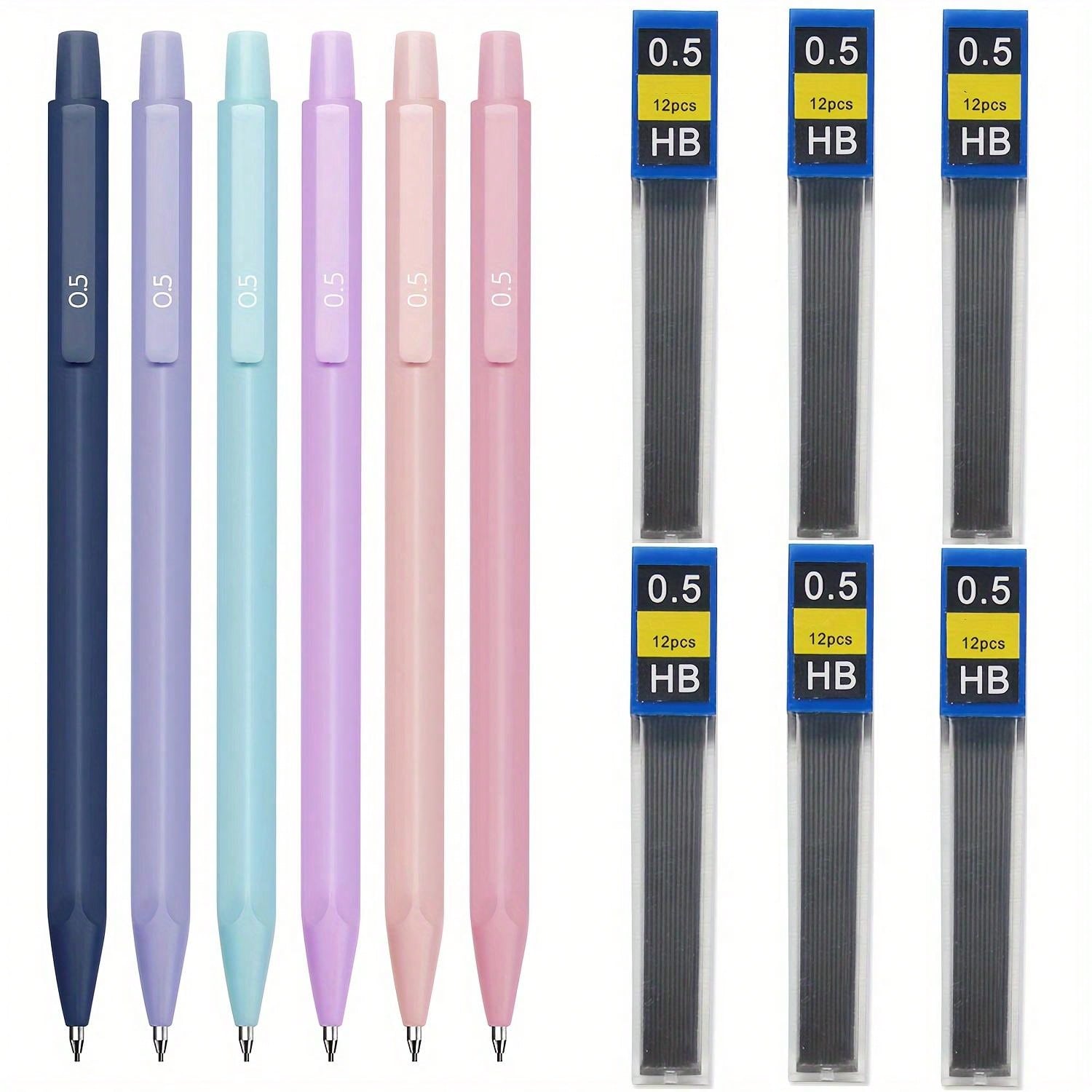 Cute Automatic Pencil Set With 6 Colors Of 0.5mm And 0.7mm Pencils, 6 ...
