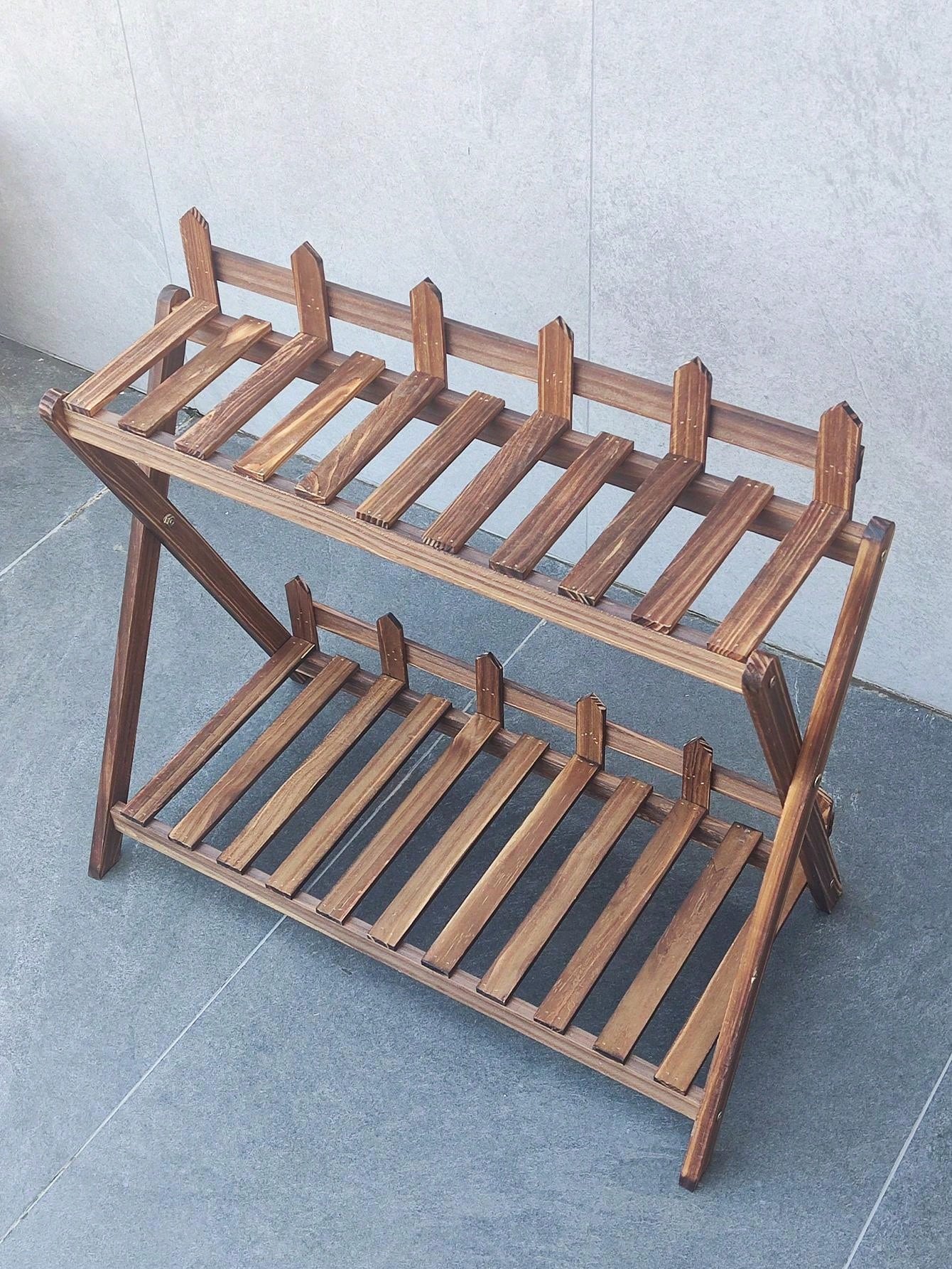 Pine Material Plant Support, 2-Layer Indoor And Outdoor Flower Rack ...