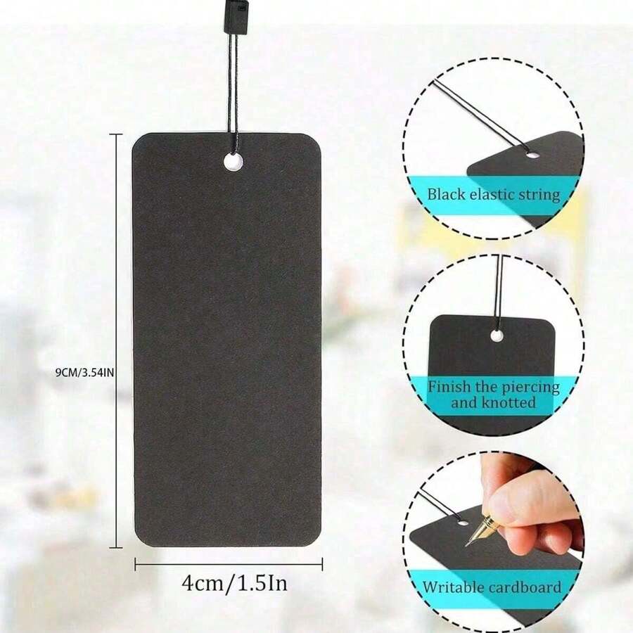 100 Pack Black Tags With String Large Price Tags With Elastic Strings ...
