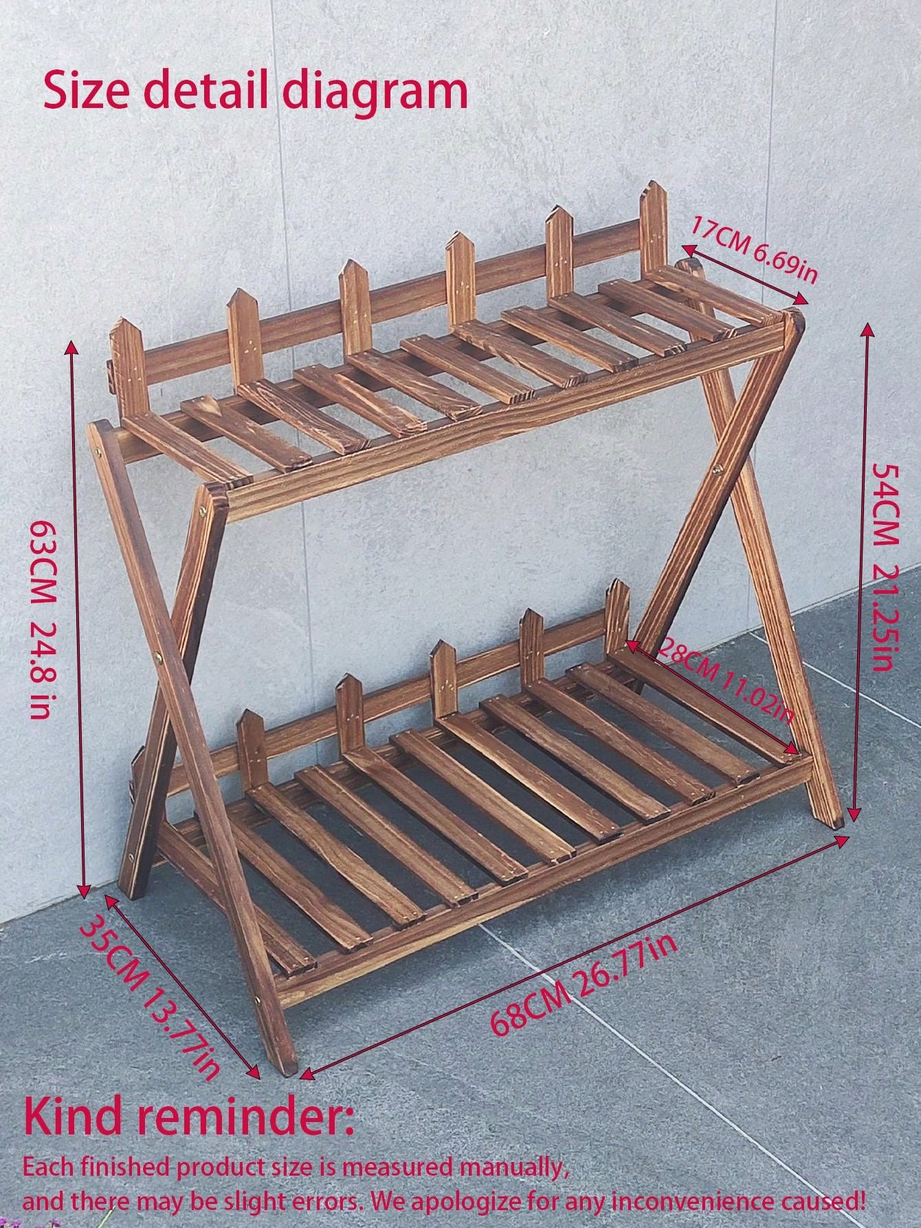 Pine Material Plant Support, 2-Layer Indoor And Outdoor Flower Rack ...