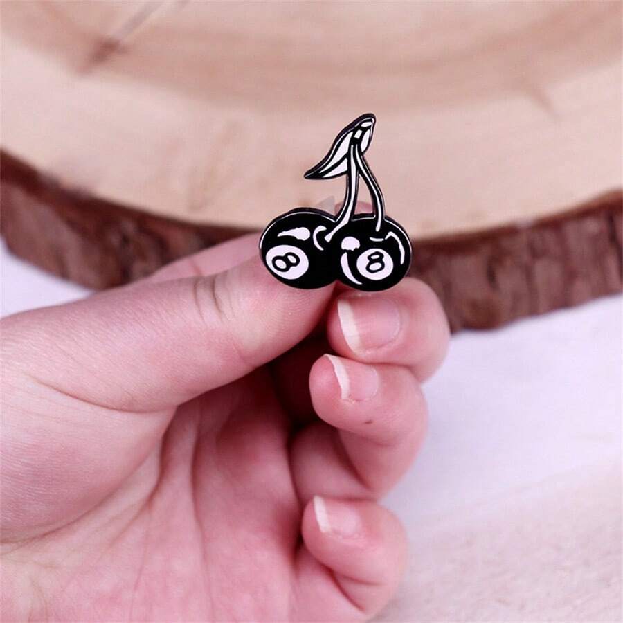 Creative Cherry Magic 8 Ball Metal Pin Badge, Cartoon Pool Ball Enamel Pin, Collar Brooch ...
